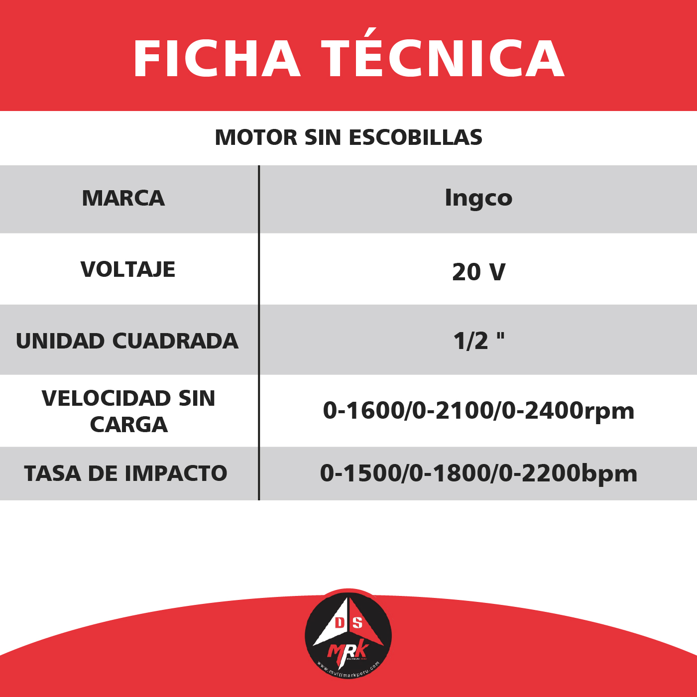 LLAVE DE IMPACTO INGCO INALAMBRICO 20V 850N.m CIWLI20851 - Multimarkperu